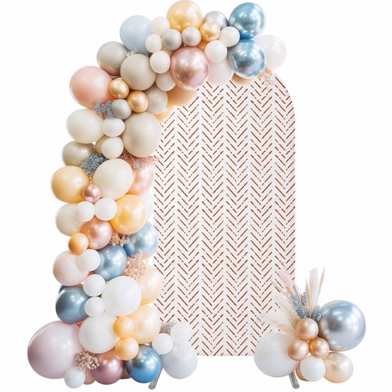 Burnt Orange Striped Arch Backdrop Cover 7.2x4 Ft, Spandex Wedding Arch ...