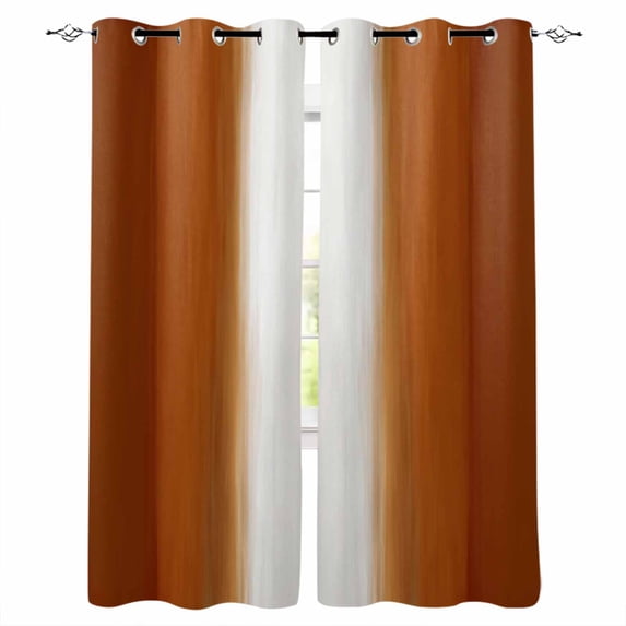 Burnt Orange Striped Blackout Curtains for Bedroom/Living Room, Thermal ...