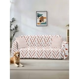 Burnt Orange Striped Couch Cover for 2 Cushion Sofa, Modern Abstract ...