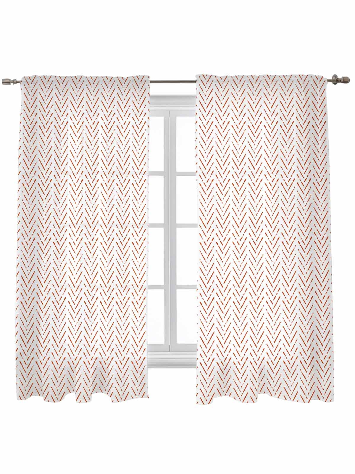 Burnt Orange Striped Curtains 72 Inch Length, Sheer Curtains for ...