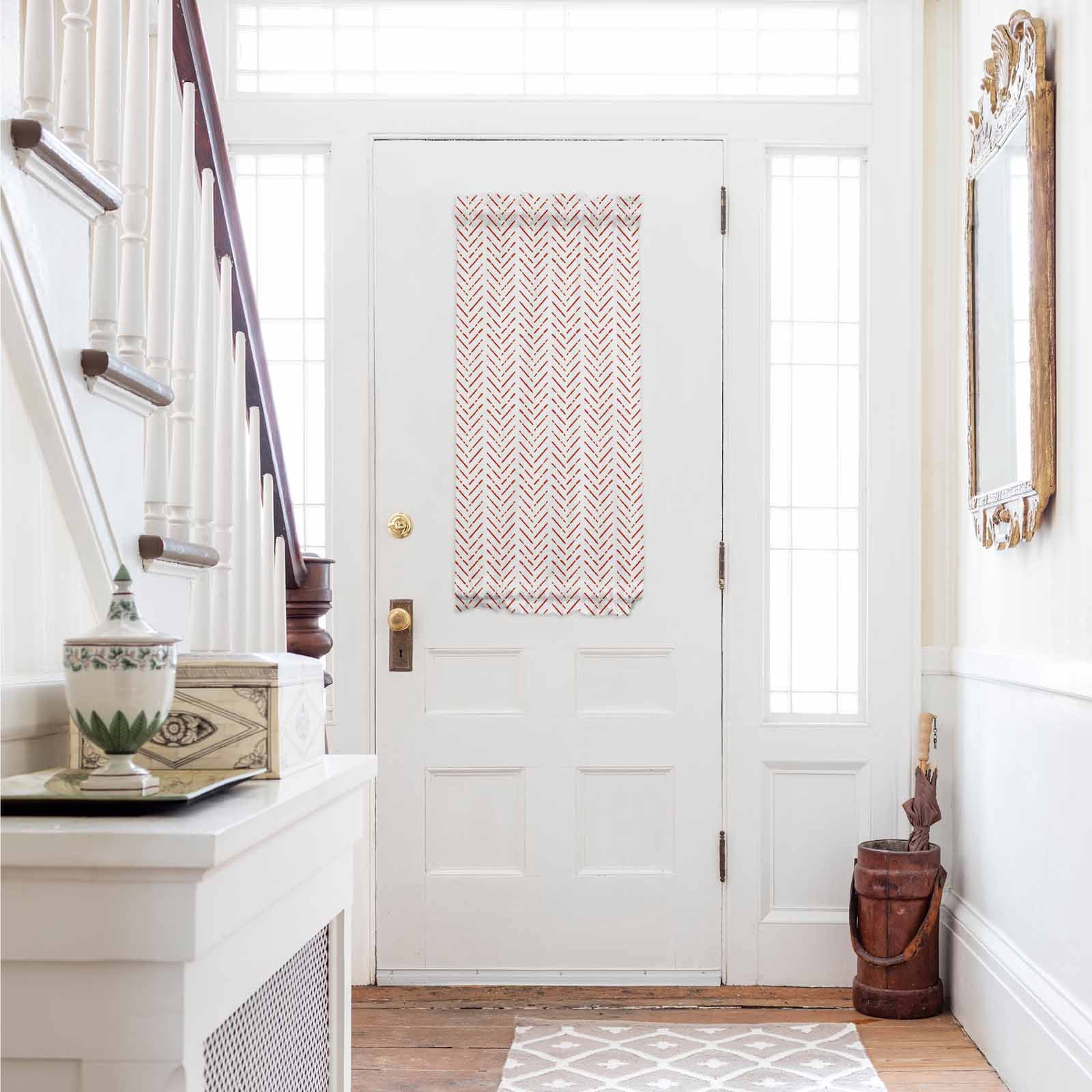 Burnt Orange Striped Door Curtains for Door Window, French Sidelight ...