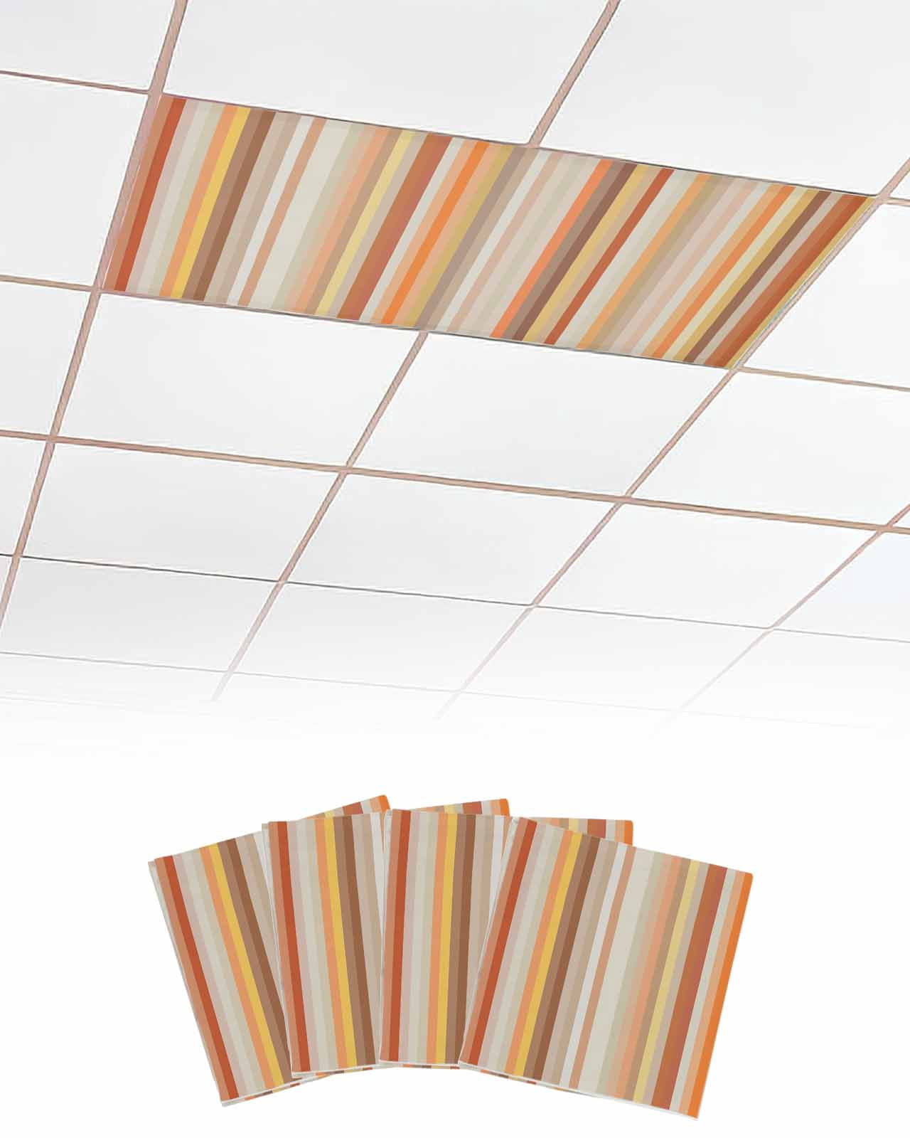 Burnt Orange Striped Fluorescent Light Covers for Ceiling Lights 4x2 ...