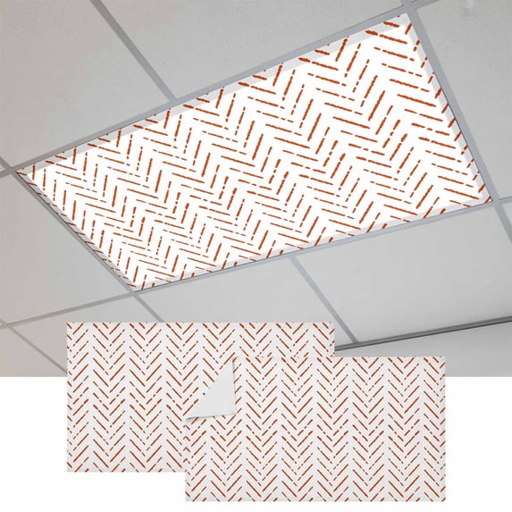 Burnt Orange Striped Fluorescent Light Covers, Modern Abstract Art ...