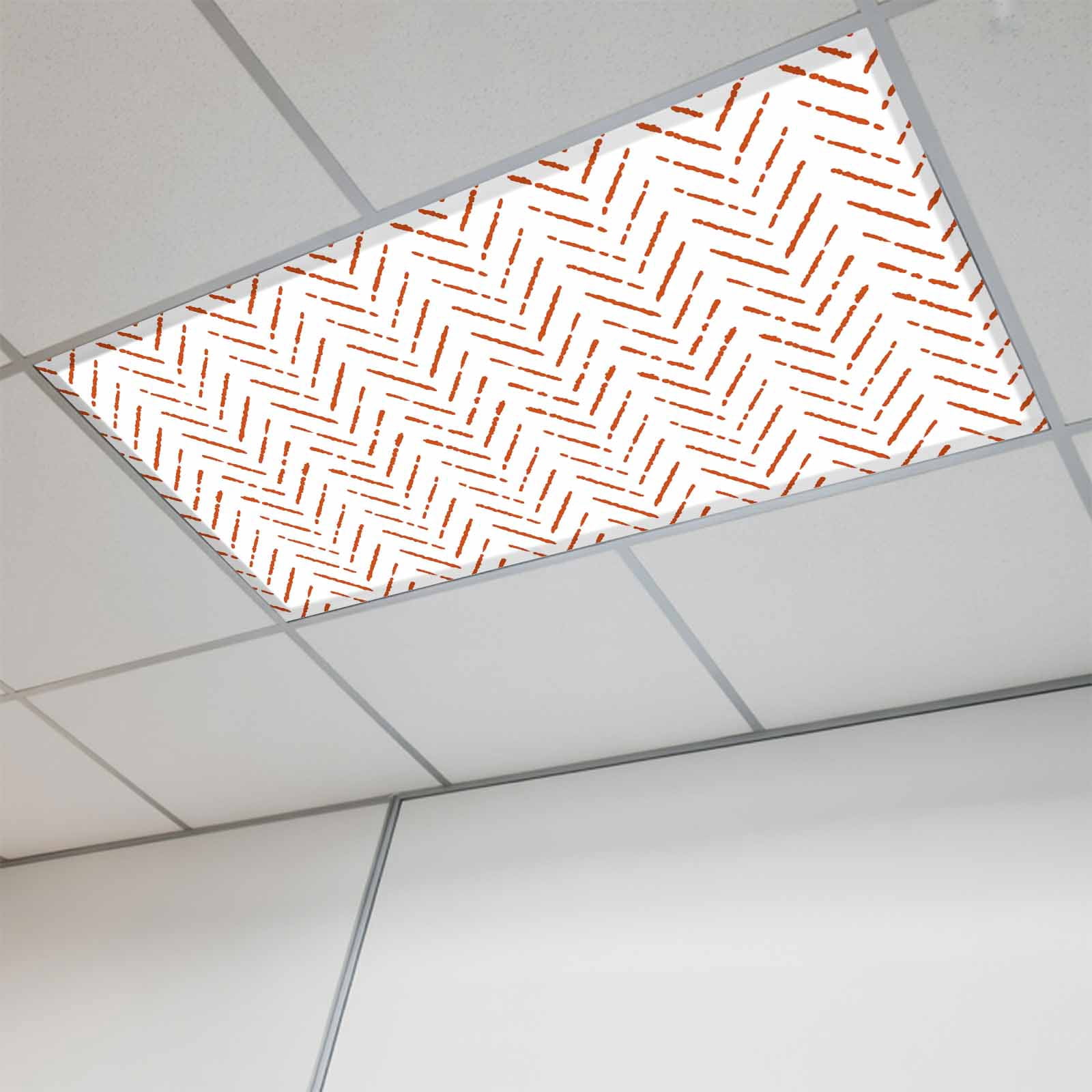 Burnt Orange Striped Fluorescent Light Covers, Modern Abstract Art ...