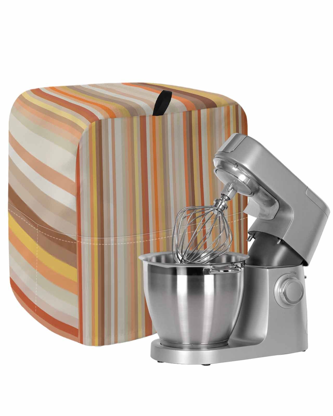 Burnt Orange Striped Stand Mixer Dust Cover with Storage Pocket ...