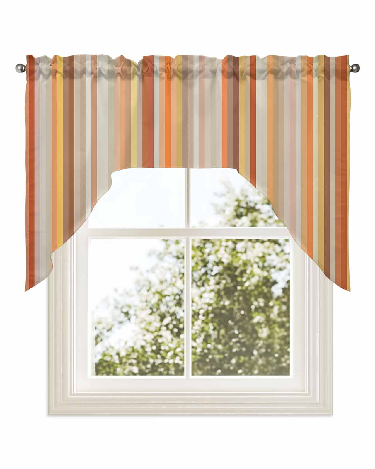 Burnt Orange Striped Swag Valance for Windows 56'' x 36'', Farmhouse ...