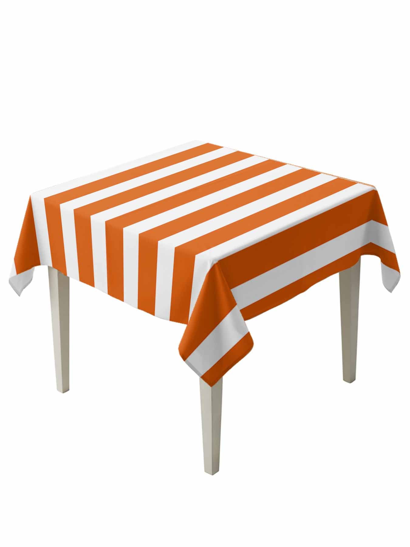 Burnt Orange Striped Table Cloth, Thanksgiving Orange White Stripes ...