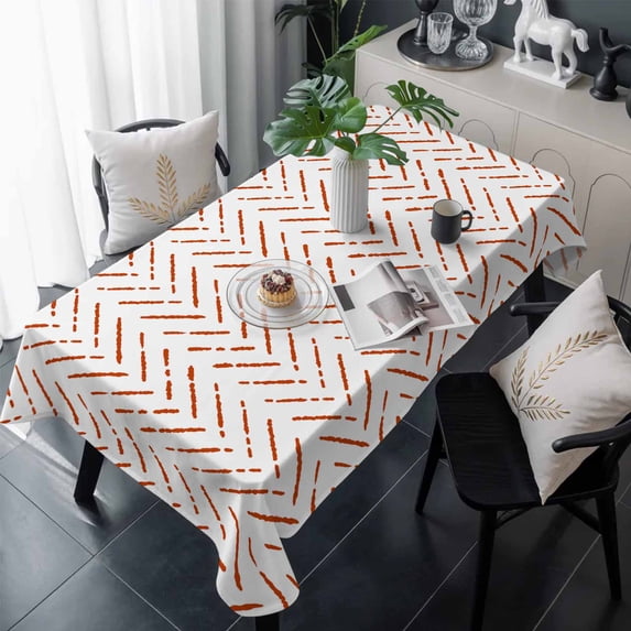 Burnt Orange Striped Table Cloth Waterproof Tablecloths, Modern ...