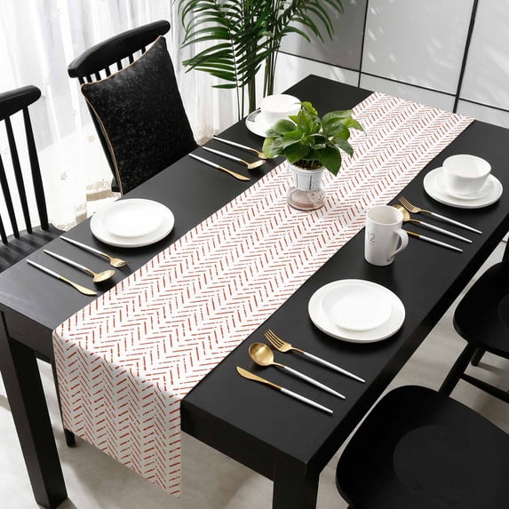 Burnt Orange Striped Table Runner 70 Inches Long, Modern Abstract Art ...