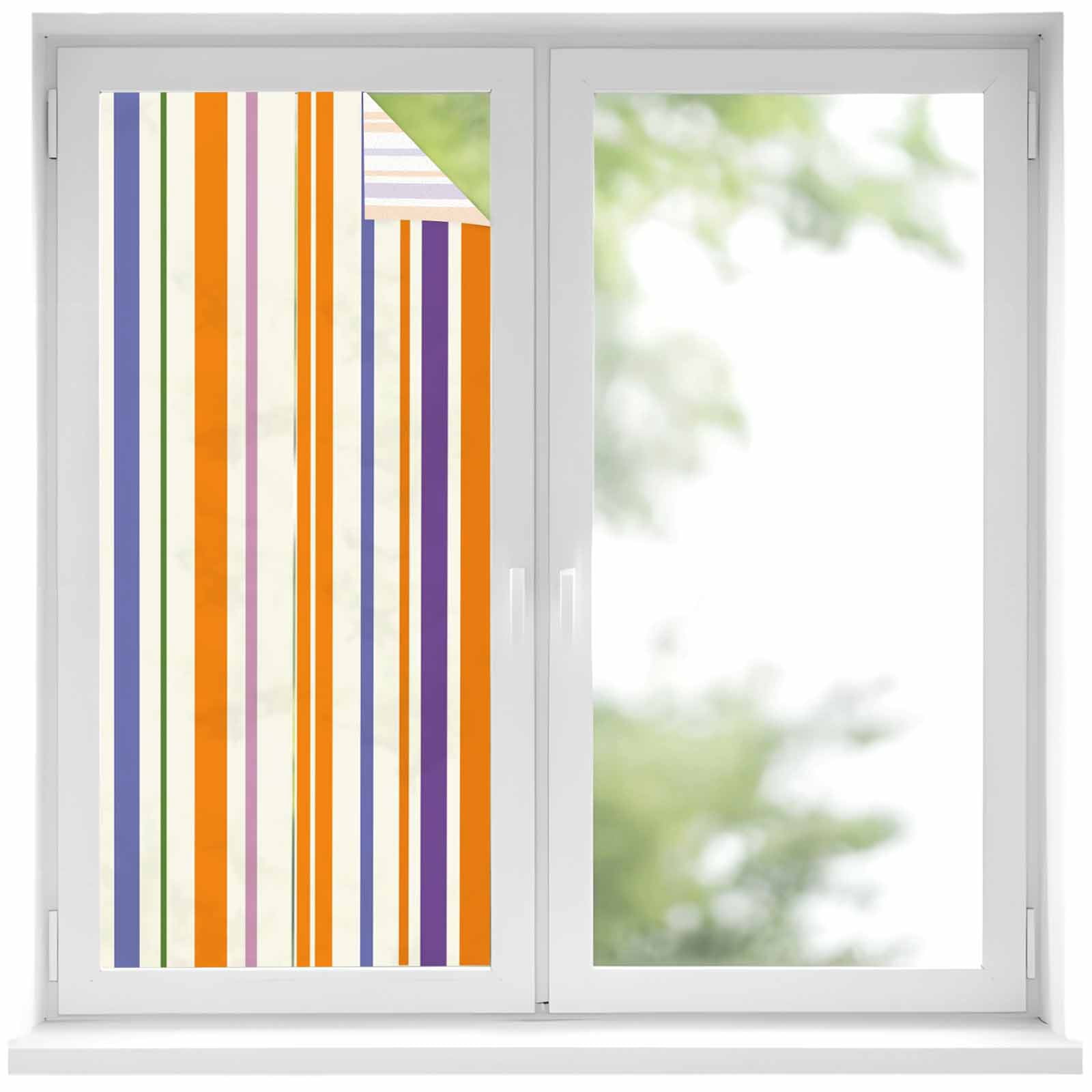 Burnt Orange Striped Window Privacy Film, Farmhouse Thin Line Modern ...