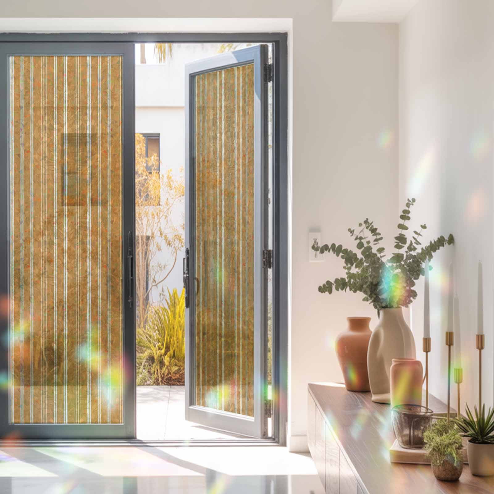 Burnt Orange Striped Window Privacy Film Minimalism Stripes Modern ...