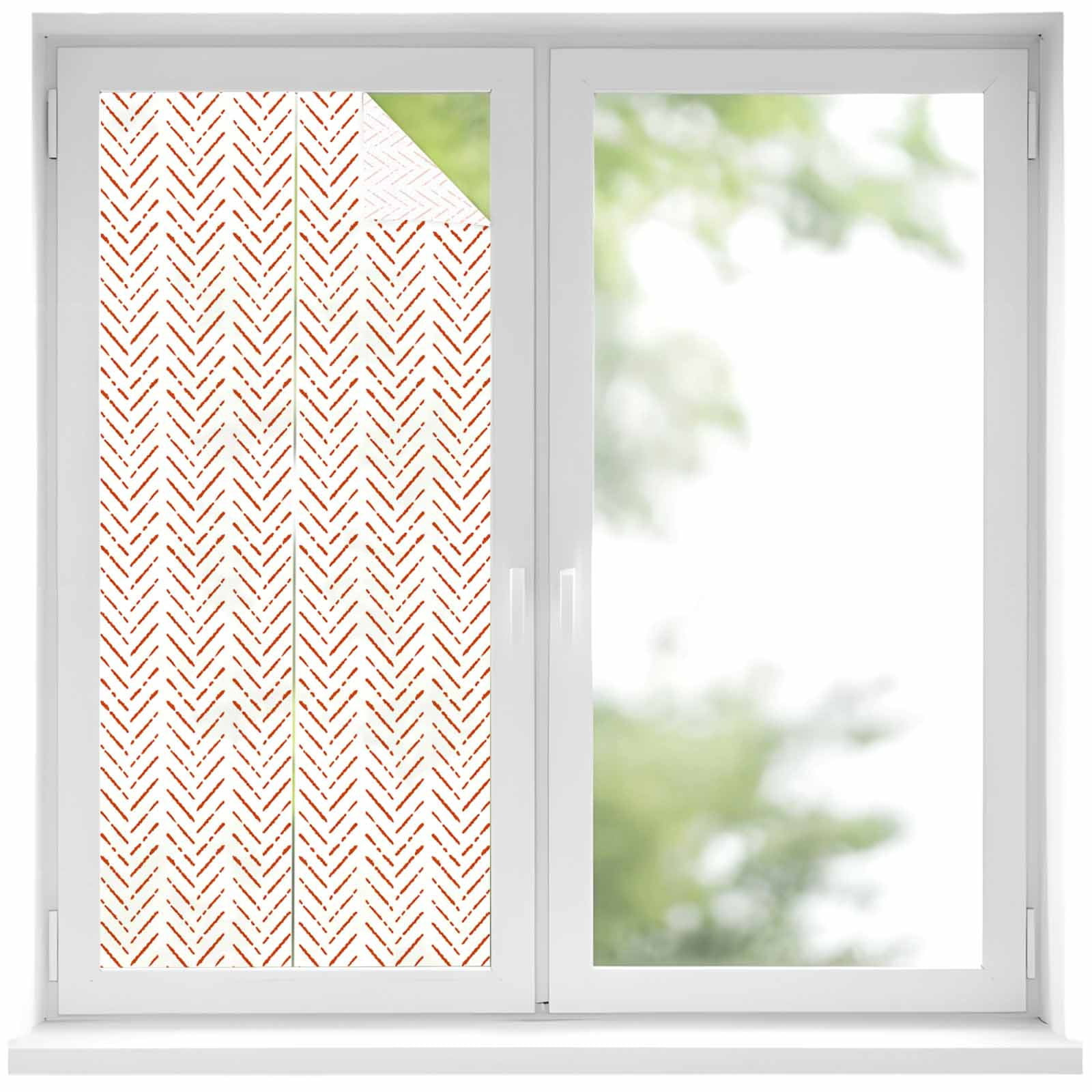 Burnt Orange Striped Window Privacy Film, Modern Abstract Art Geometric ...