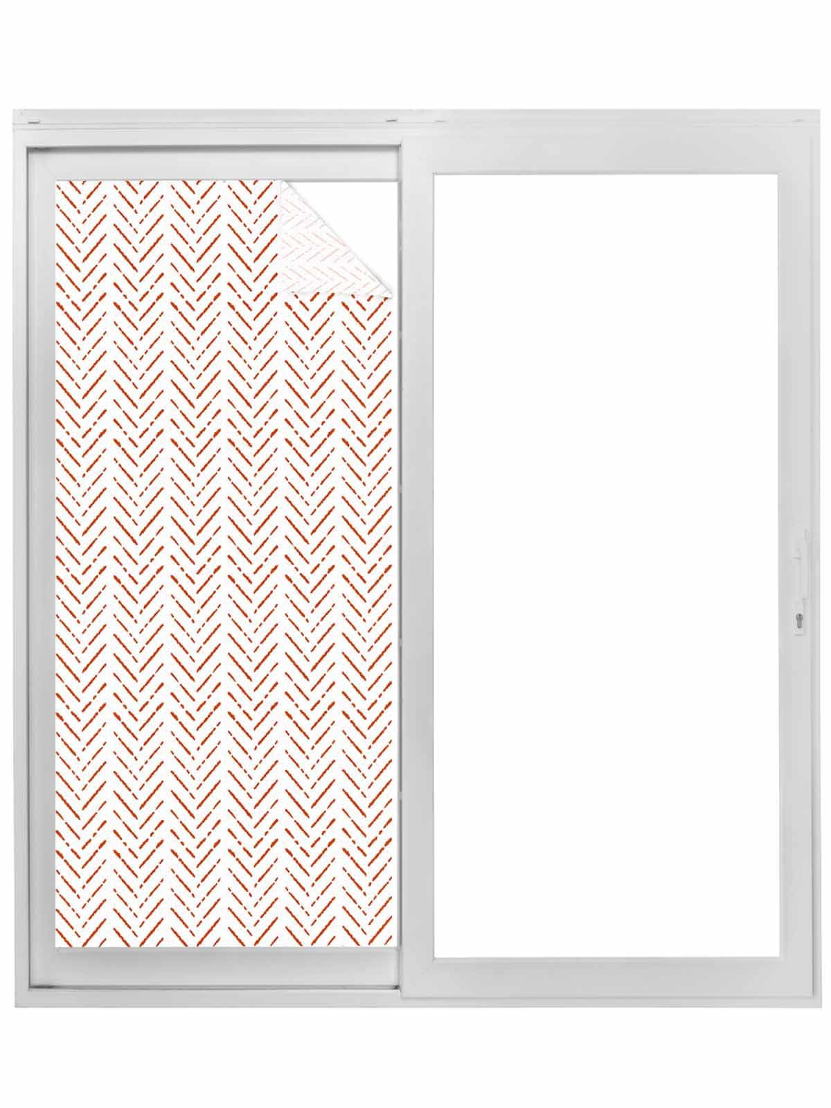 Burnt Orange Striped Window Privacy Film, Modern Abstract Art Geometric ...