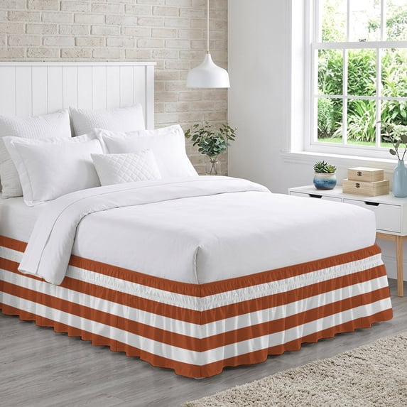 Burnt Orange Stripes Bed Skirt King Size 18 Inch Drop, Modern Artistic ...