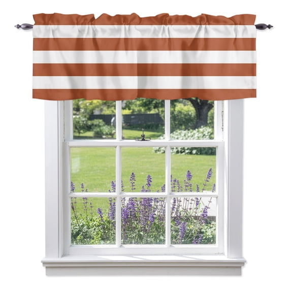 Burnt Orange Stripes Valances for Windows, Modern Artistic Parallel ...