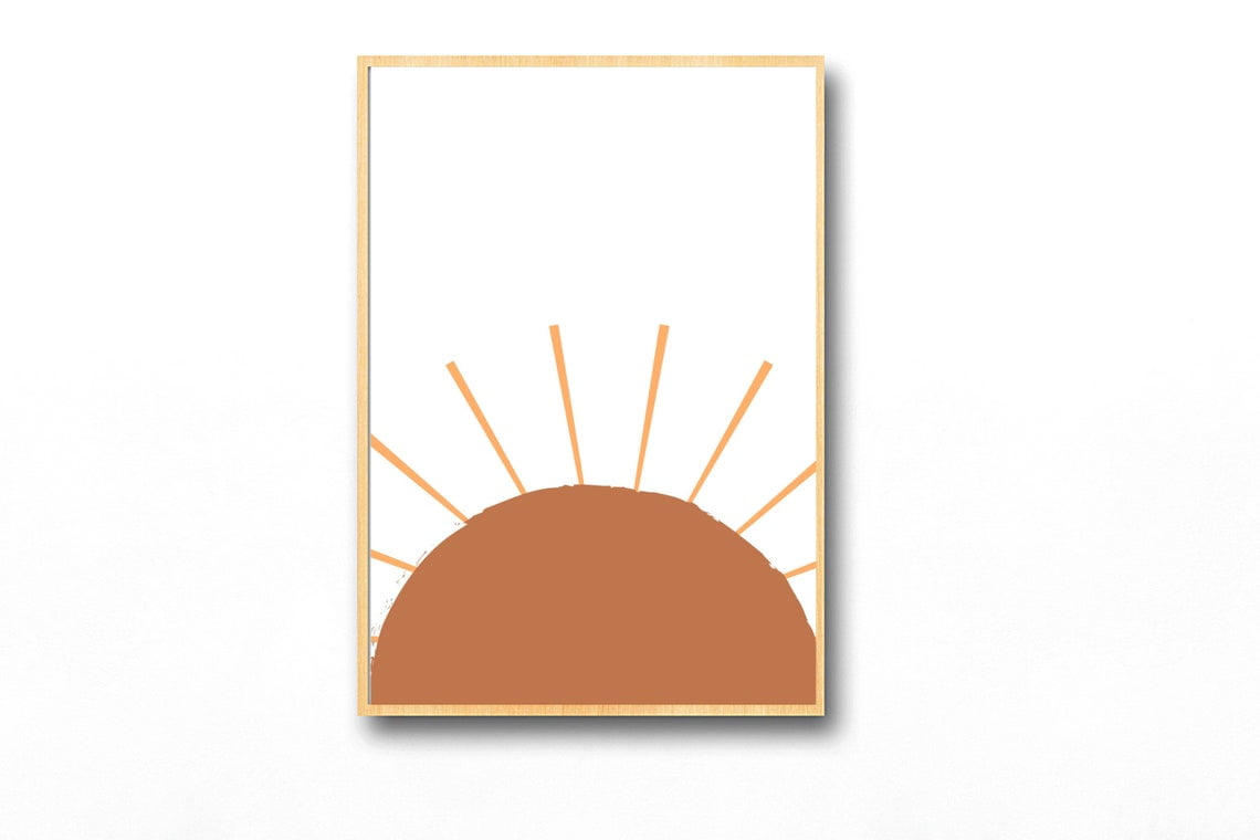 Burnt Orange Sunburst Print, Abstract Sun , Boho Print,Nursery Print ...