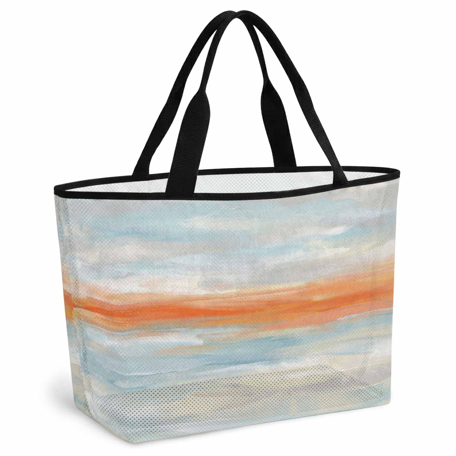 Burnt Orange Sunset Beach Bag for Women, Large Breathable Mesh Beach ...