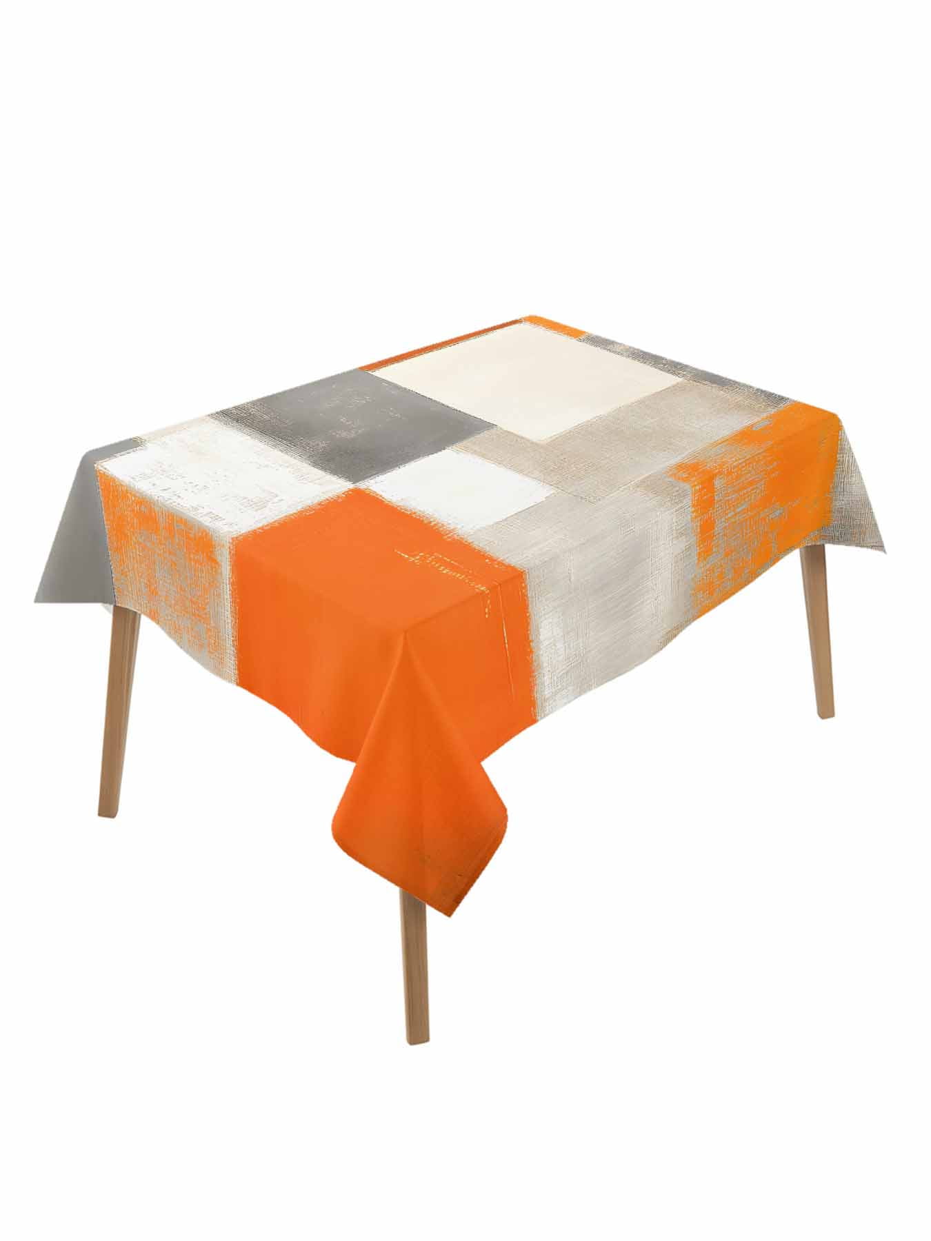 Burnt Orange Table Cloth, Grey Modern Abstract Art Oil Painting ...