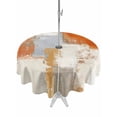 Burnt Orange Table Cloth Round Tablecloth, Modern Geometric Grey Oil ...