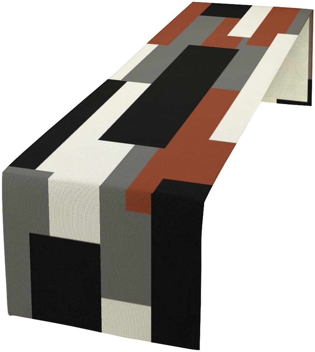 Burnt Orange Table Runner Rust Modern Abstract Geometric Kitchen Dinner ...