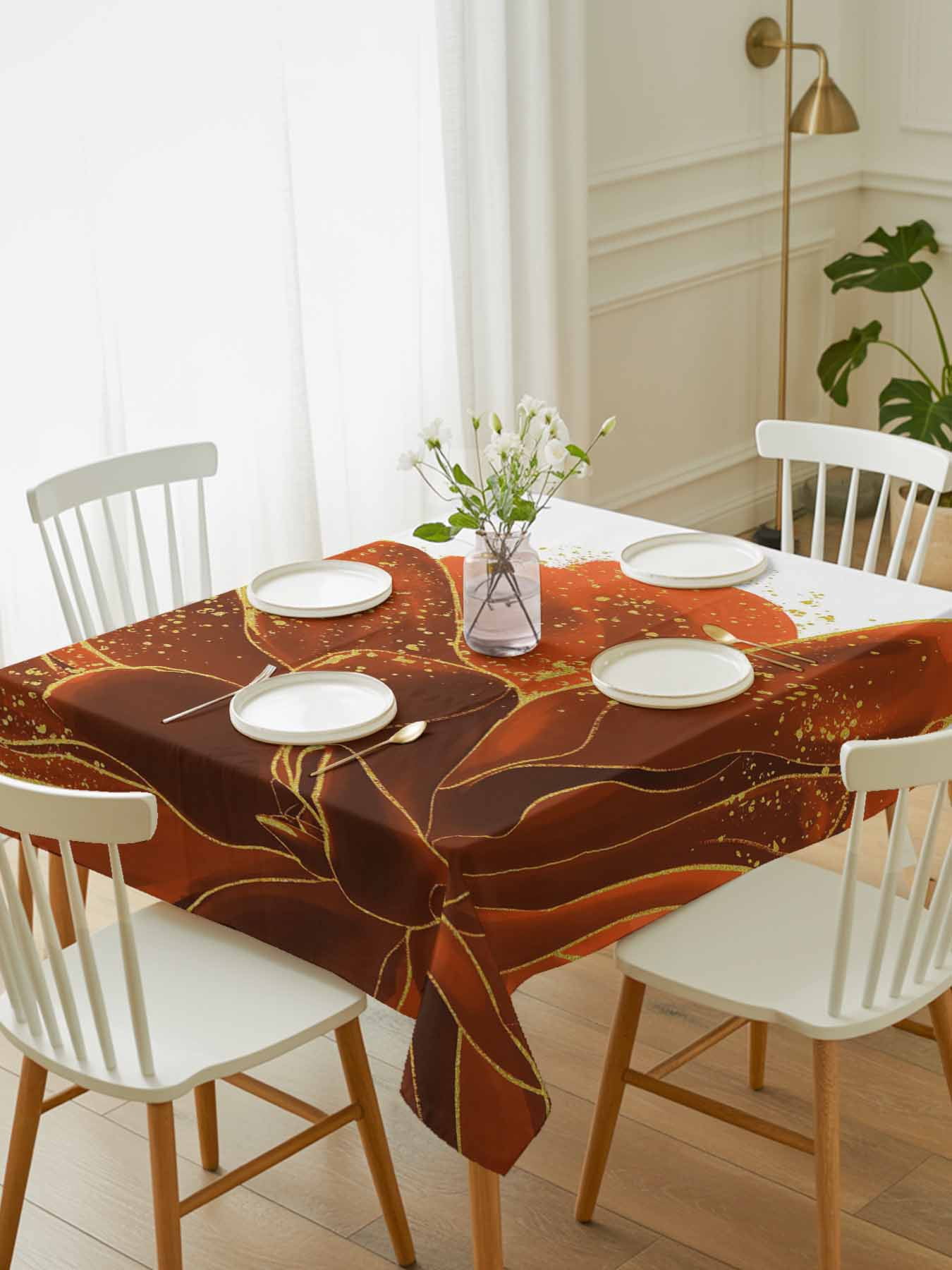 Burnt Orange Tablecloth Rectangle Table Cloth 60x102, Waterproof ...
