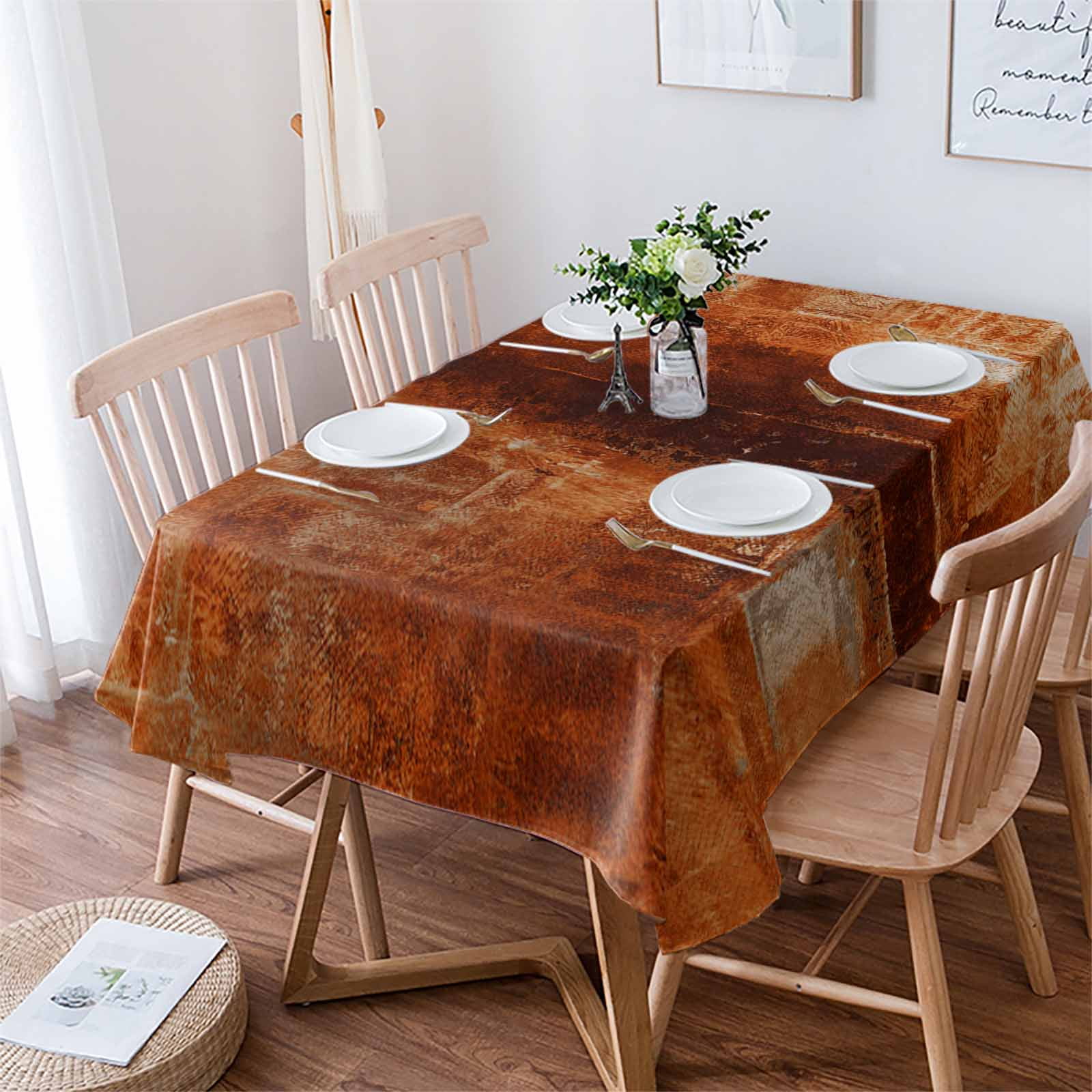Burnt Orange Tablecloth Rectangle Table Cloth 60x84 , Waterproof ...