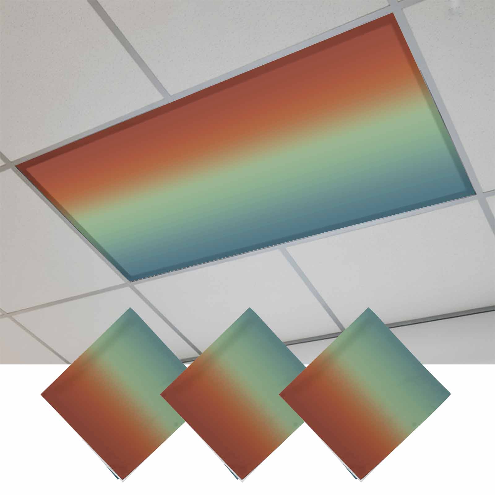 Burnt Orange Teal Ombre Fluorescent Light Covers, Modern Abstract Art ...