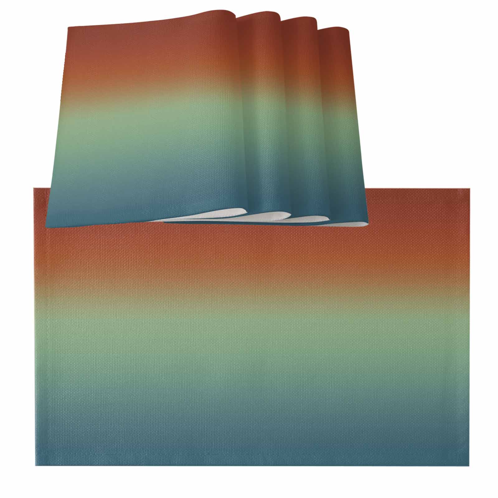 Burnt Orange Teal Ombre Placemats for Dinning Table Set of 4, Modern ...