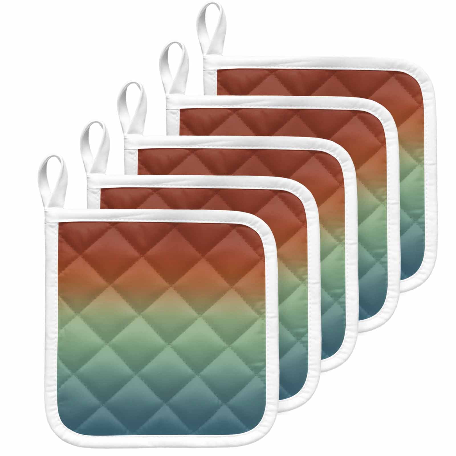 Burnt Orange Teal Ombre Pot Holders for Kitchen Heatproof Potholder, 5 ...