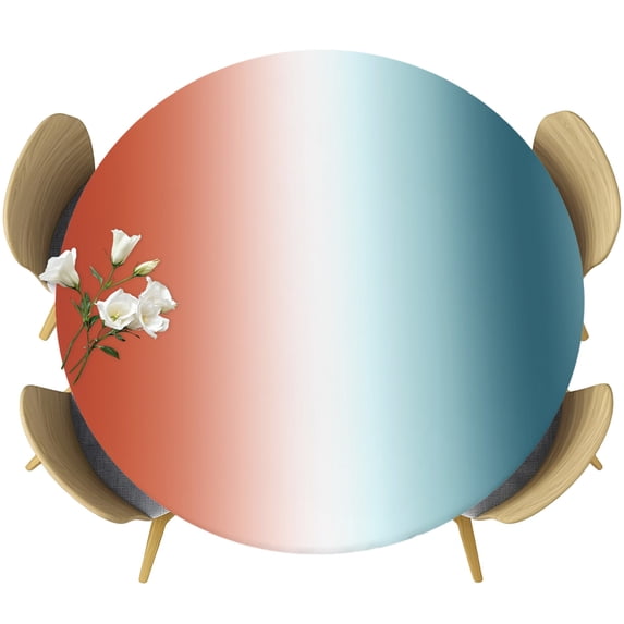 Burnt Orange Teal Ombre Round Tablecloth 55-60 Inch Round Fitted Table ...