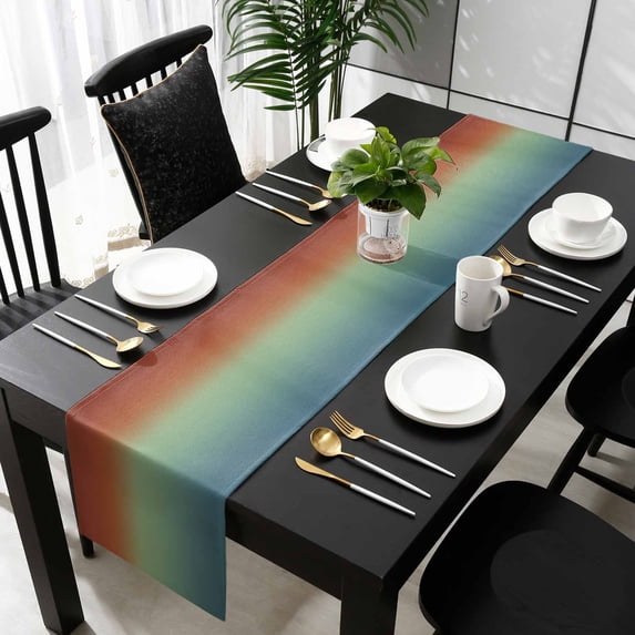 Burnt Orange Teal Ombre Table Runner 70 Inches Long - Modern Abstract ...