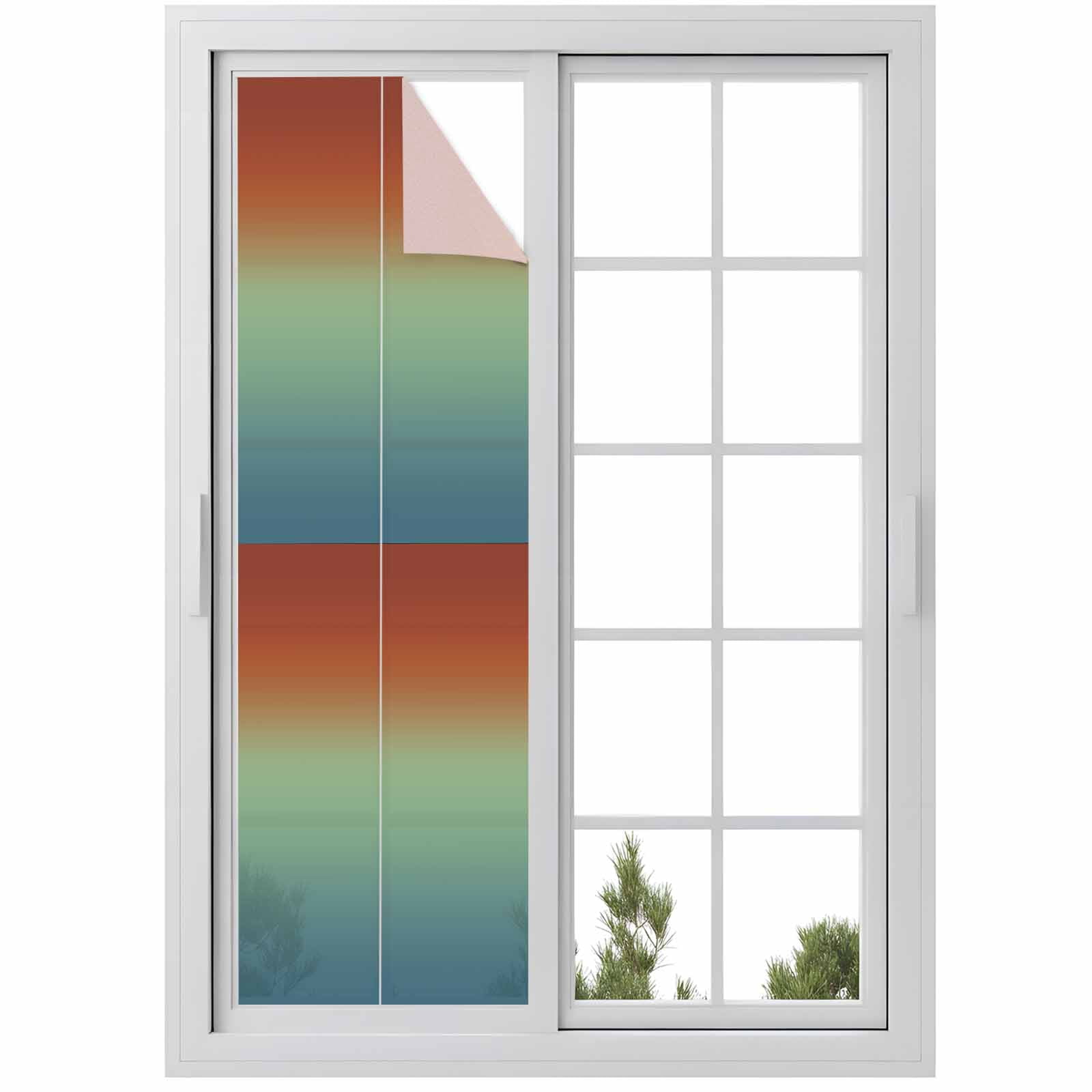 Burnt Orange Teal Ombre Window Privacy Film, Modern Abstract Art ...