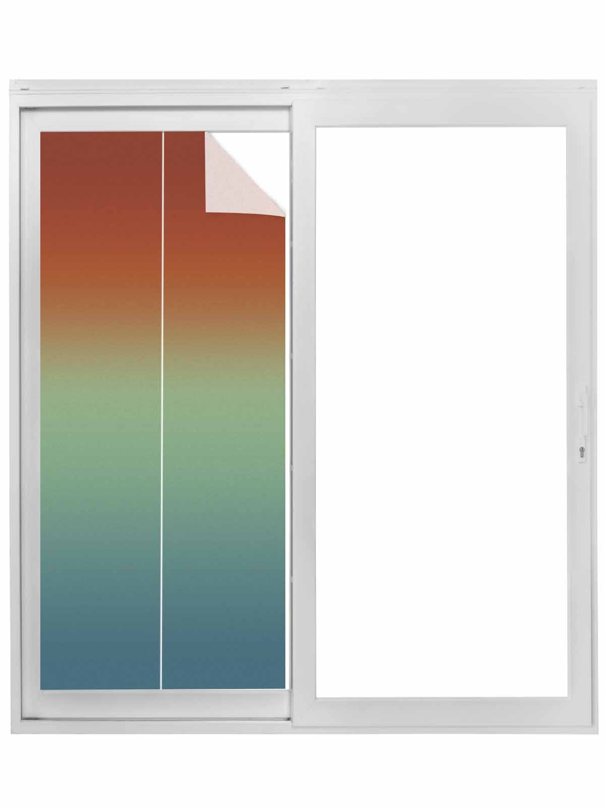 Burnt Orange Teal Ombre Window Privacy Film, Modern Abstract Art ...