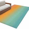 Burnt Orange Teal Striped Living Room Rug 4x6 Washable Area Rug for ...