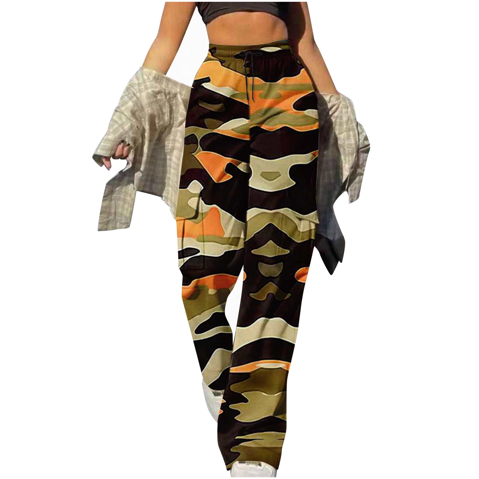 Burnt Orange Teen Girls Camo Overall Coveralls Trousers Pants Rompers for Women Lace Wild Cargo ...