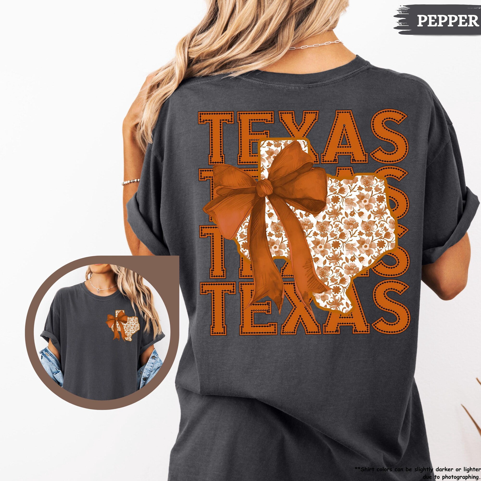 Burnt Orange Texas Shirt Texas Coquette Bow Shirt Texas Lover Shirt ...