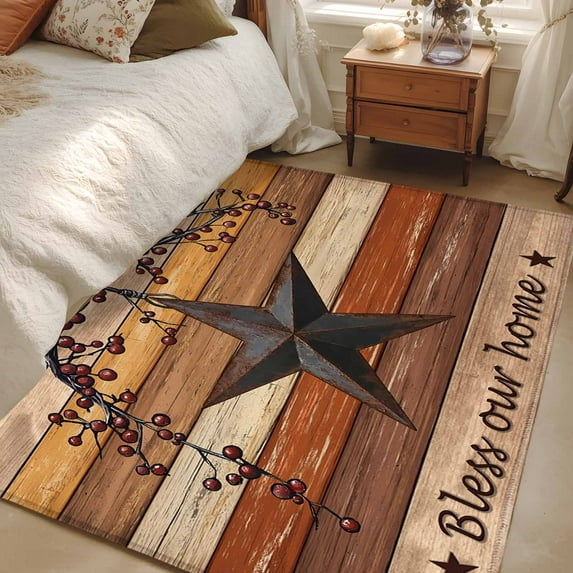 Burnt Orange Texas Star 3x5 Area Rugs, Retro Country Star Farmhouse ...