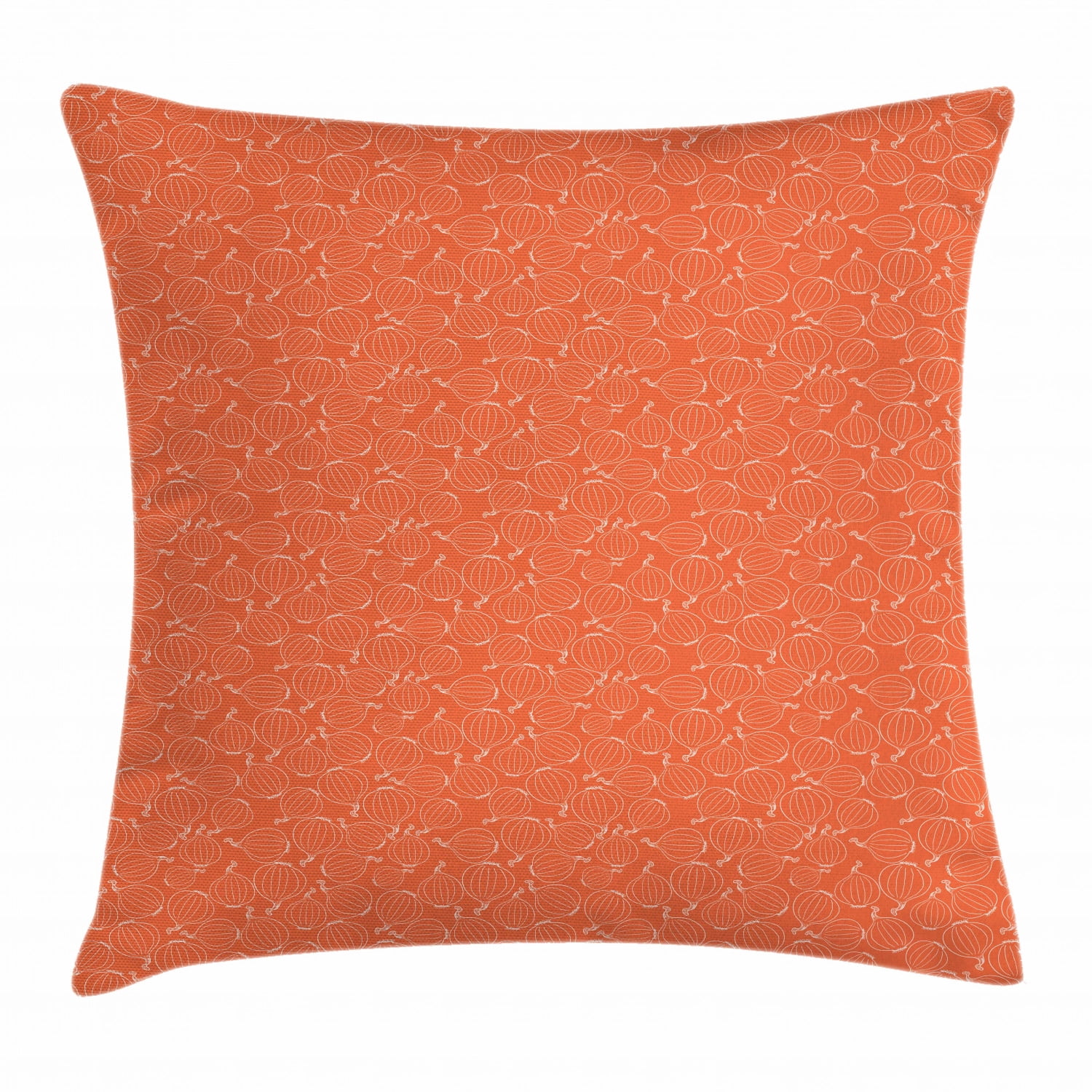 Burnt Orange Throw Pillow Cushion Cover, Hand Drawn Onion Outline Style ...