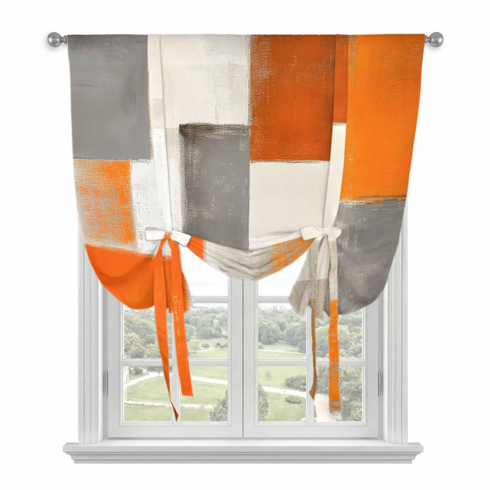 Burnt Orange Tie Up Curtain Valance for Window,Adjustable Window ...