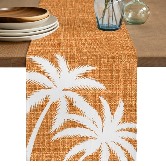 Burnt Orange Tropical Tree Table Runner 36 Inches,Short Dining Table ...