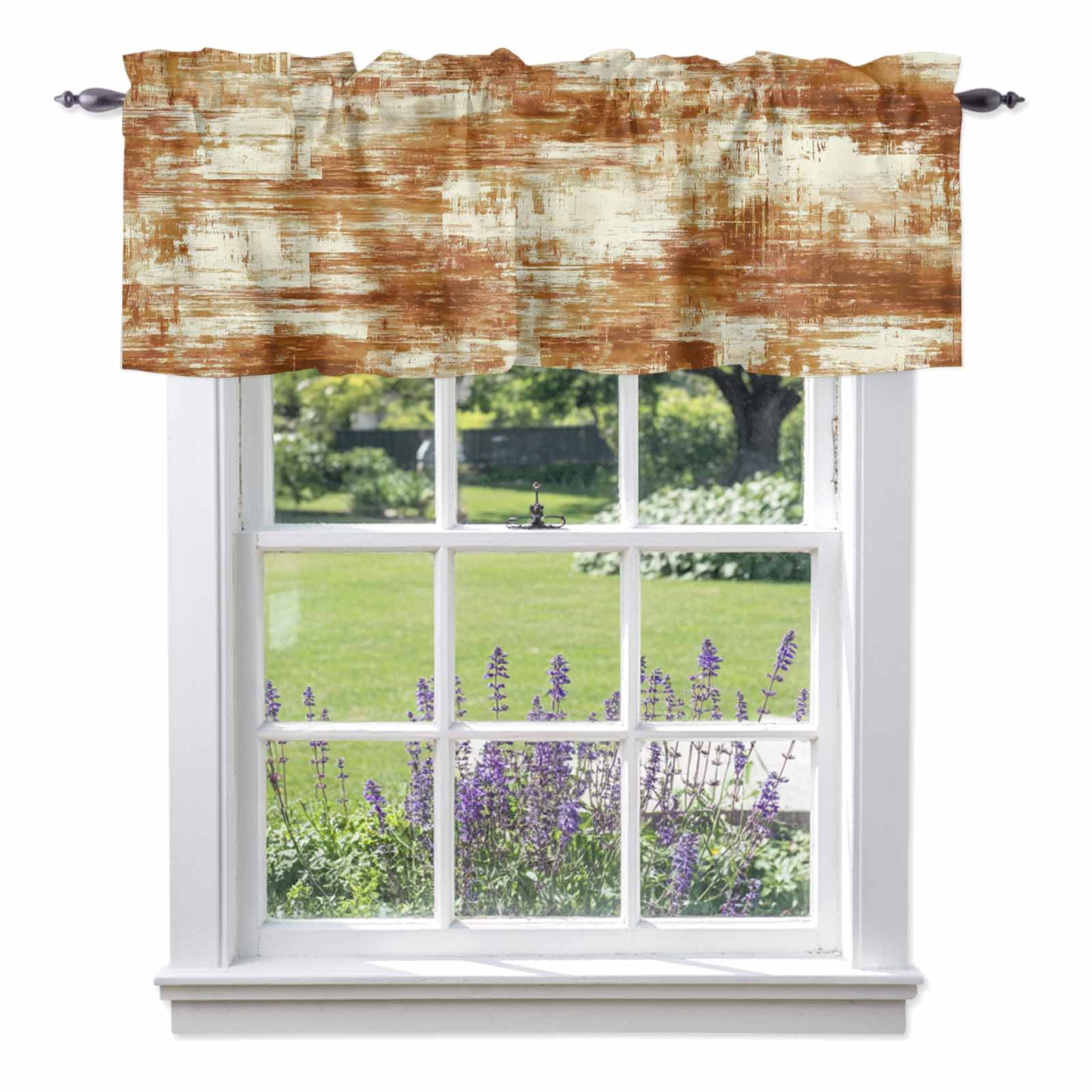 Burnt Orange Valance Curtain Modern Abstract Gradient Orange Geometric ...