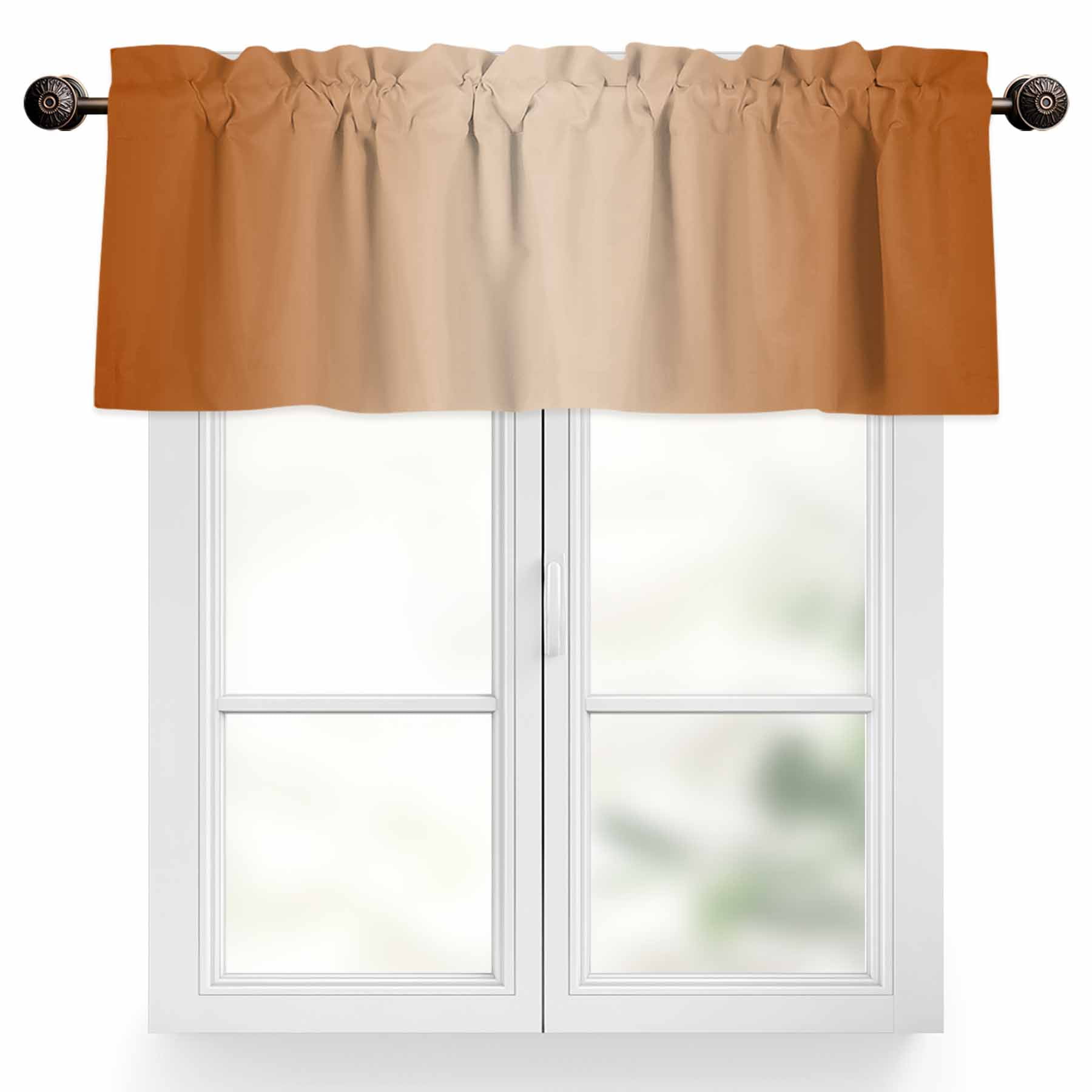 Burnt Orange Valances for Windows, 54 x 18in, Ombre Solid Color ...