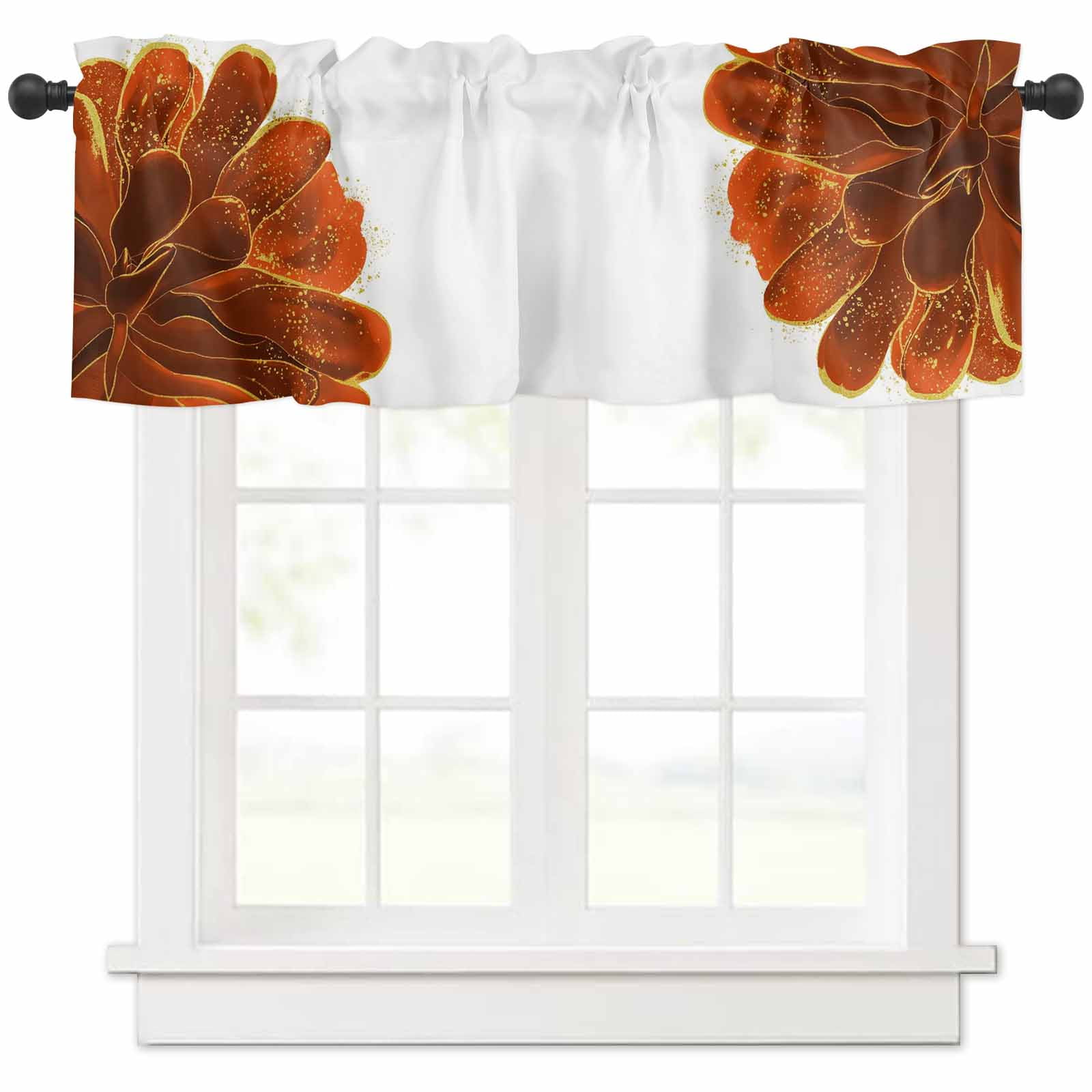 Burnt Orange Valances for Windows Farmhouse Kitchen Curtains Valances ...