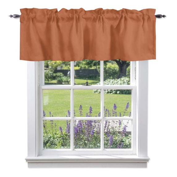 Burnt Orange Valances for Windows, Modern Solid Color Rod Pocket ...