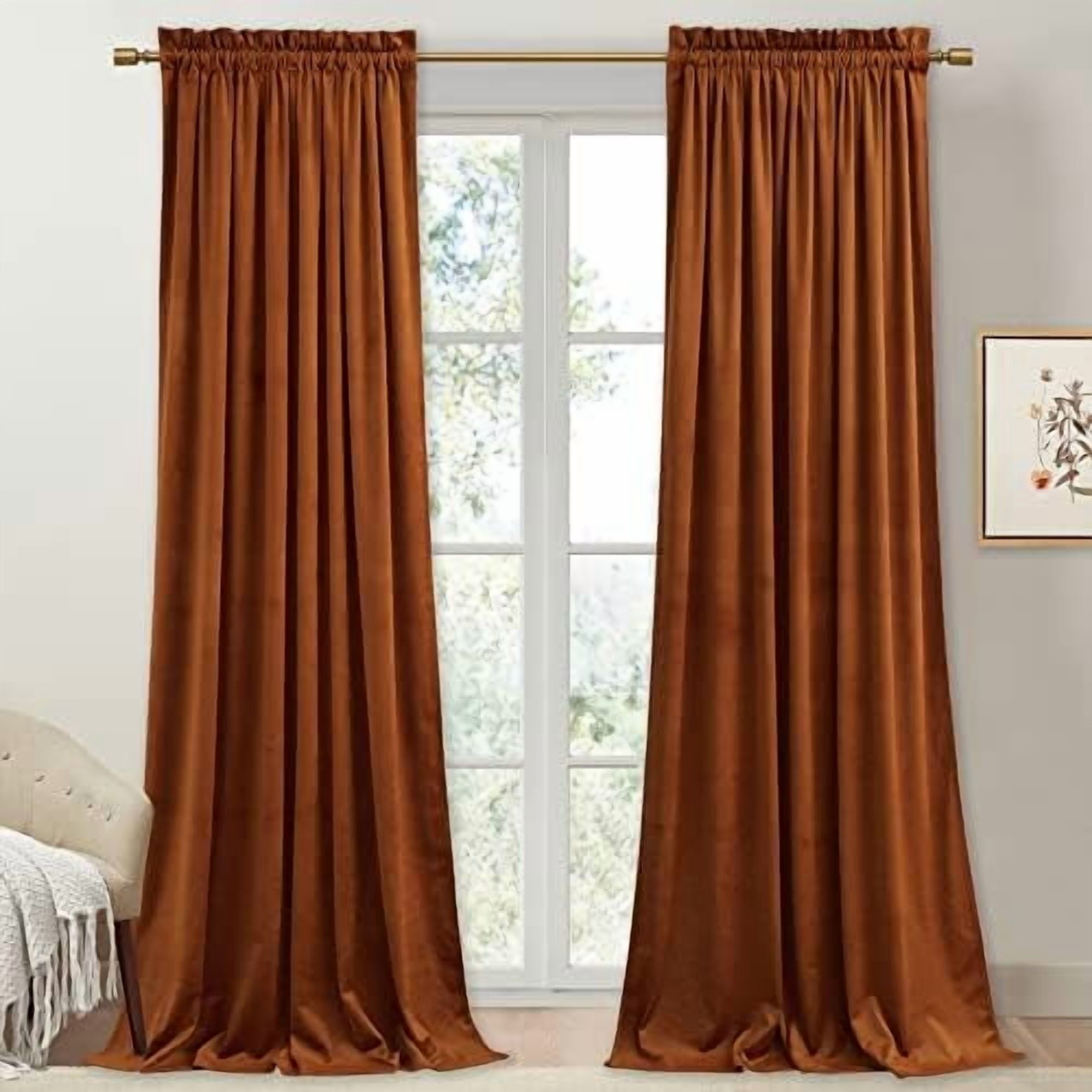 Burnt Orange Velvet Curtains