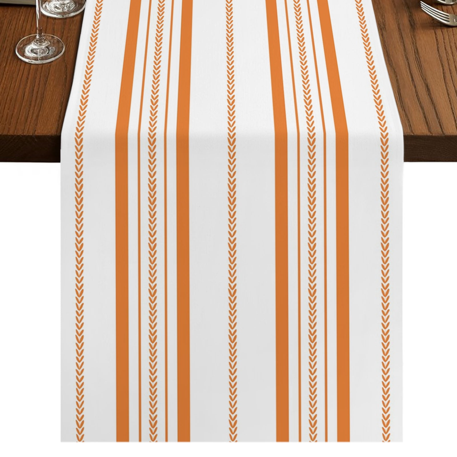Burnt Orange Vertical Stripes Burlap Cotton Table Runner 13x48 Inches ...