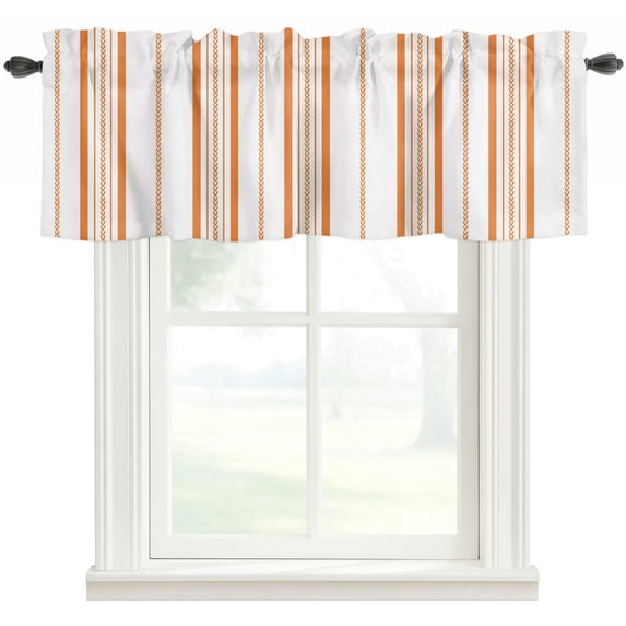 Burnt Orange Vertical Stripes Valances for Windows Farmhouse Kitchen ...