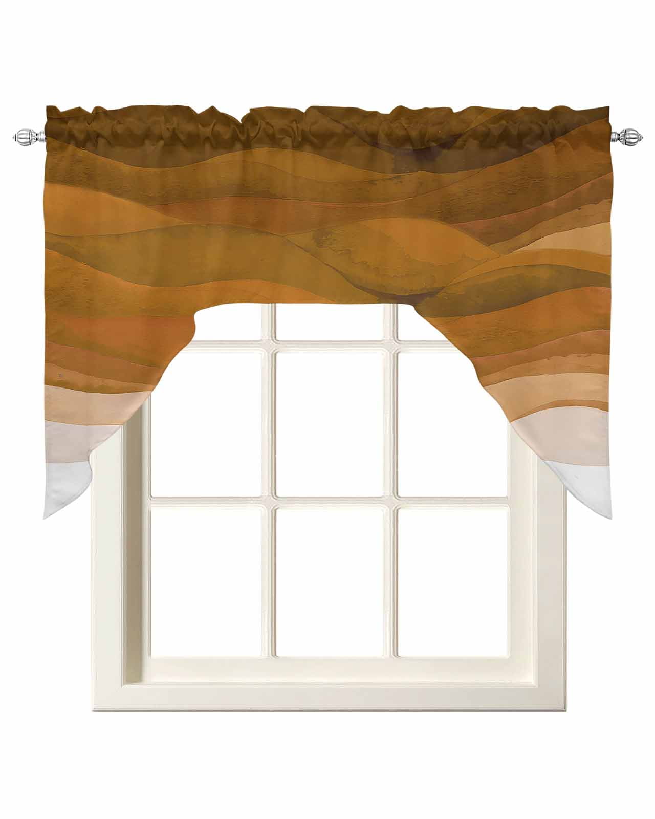 Burnt Orange Waves Kitchen Curtains Swag Valance for Windows/Bathroom ...