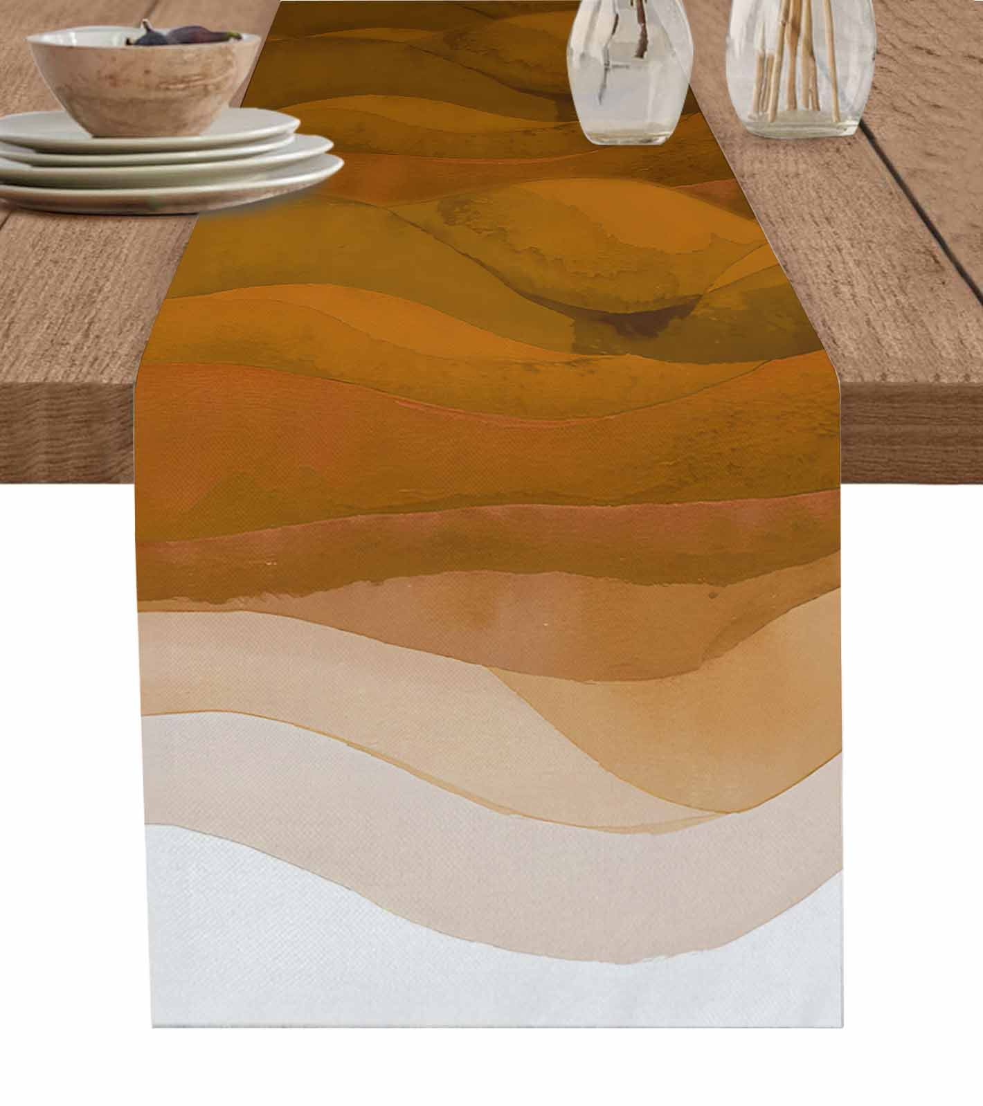 Burnt Orange Waves Table Runner 72 Inches, Ombre Coastal Ocean Water ...