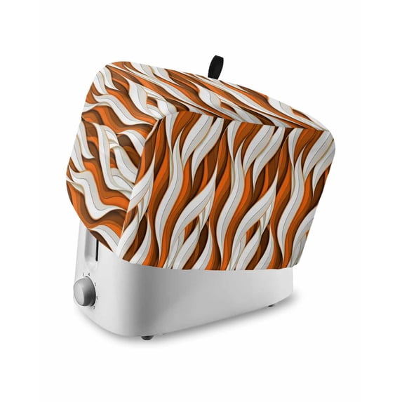 Burnt Orange White Moire Toaster Cover 4 Slice, Large Kitchen Appliance ...